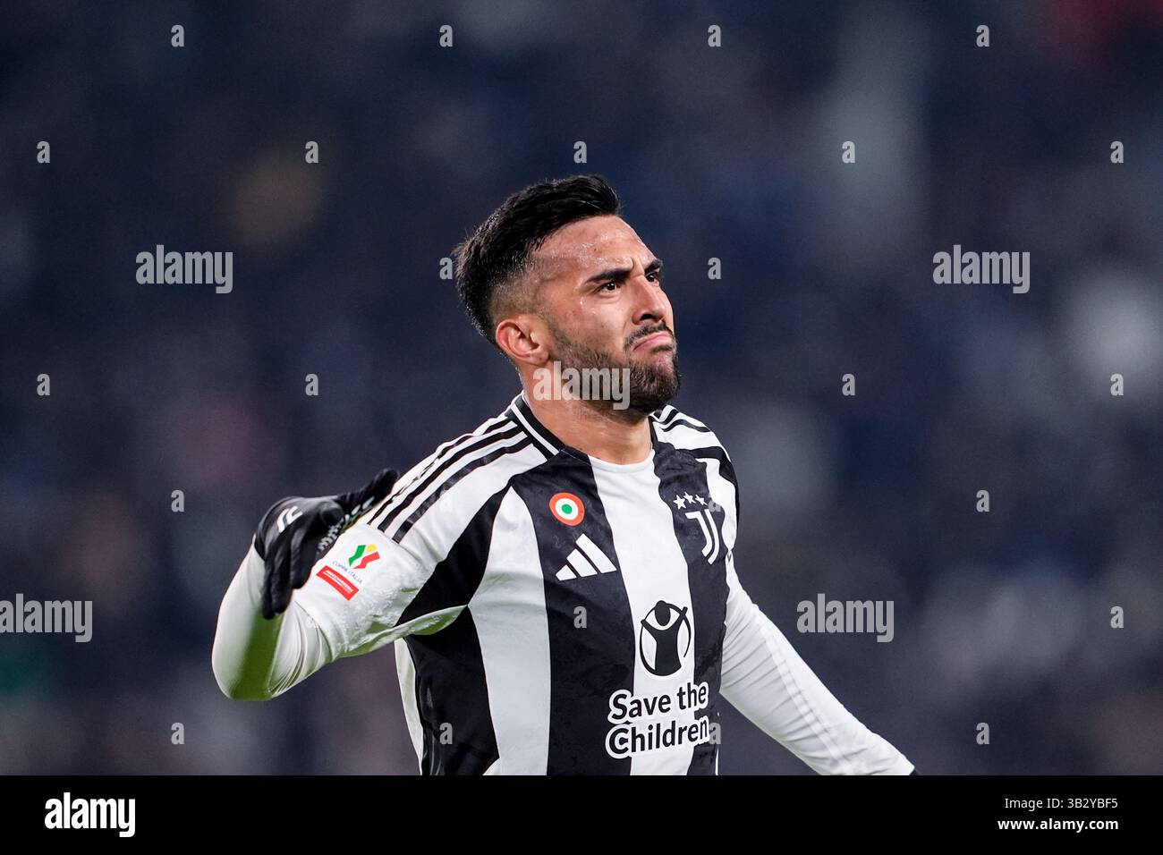JuventusÕ Nico Gonzalez celebrates after scoring the 4-0 goal for his ...