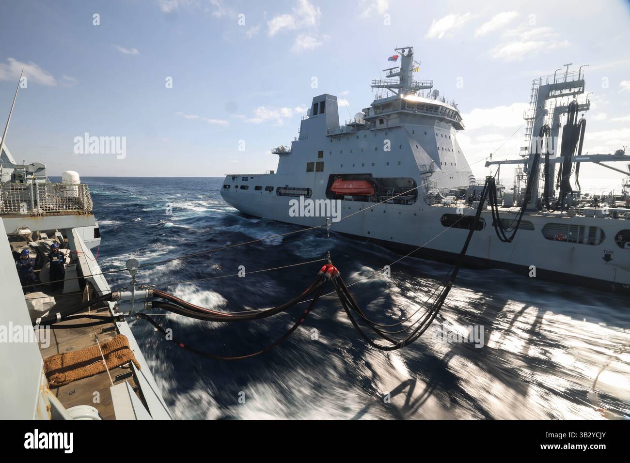 Undated handout photo issued by Minstry Defence of fuel line from RFA ...