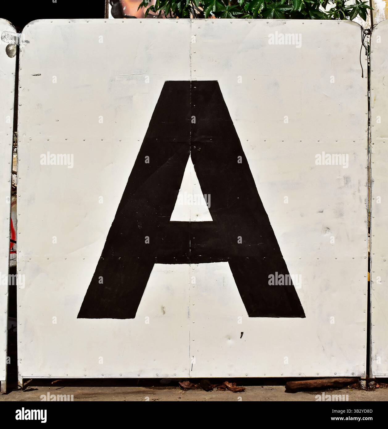 Letter A in black on a white board, Rio de Janeiro, Brazil Stock Photo ...