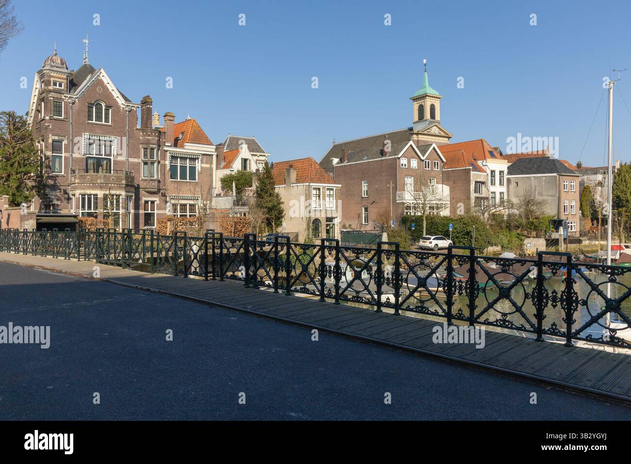 Bridge and canal houses in Dordrecht in the Netherlands Stock Photo - Alamy