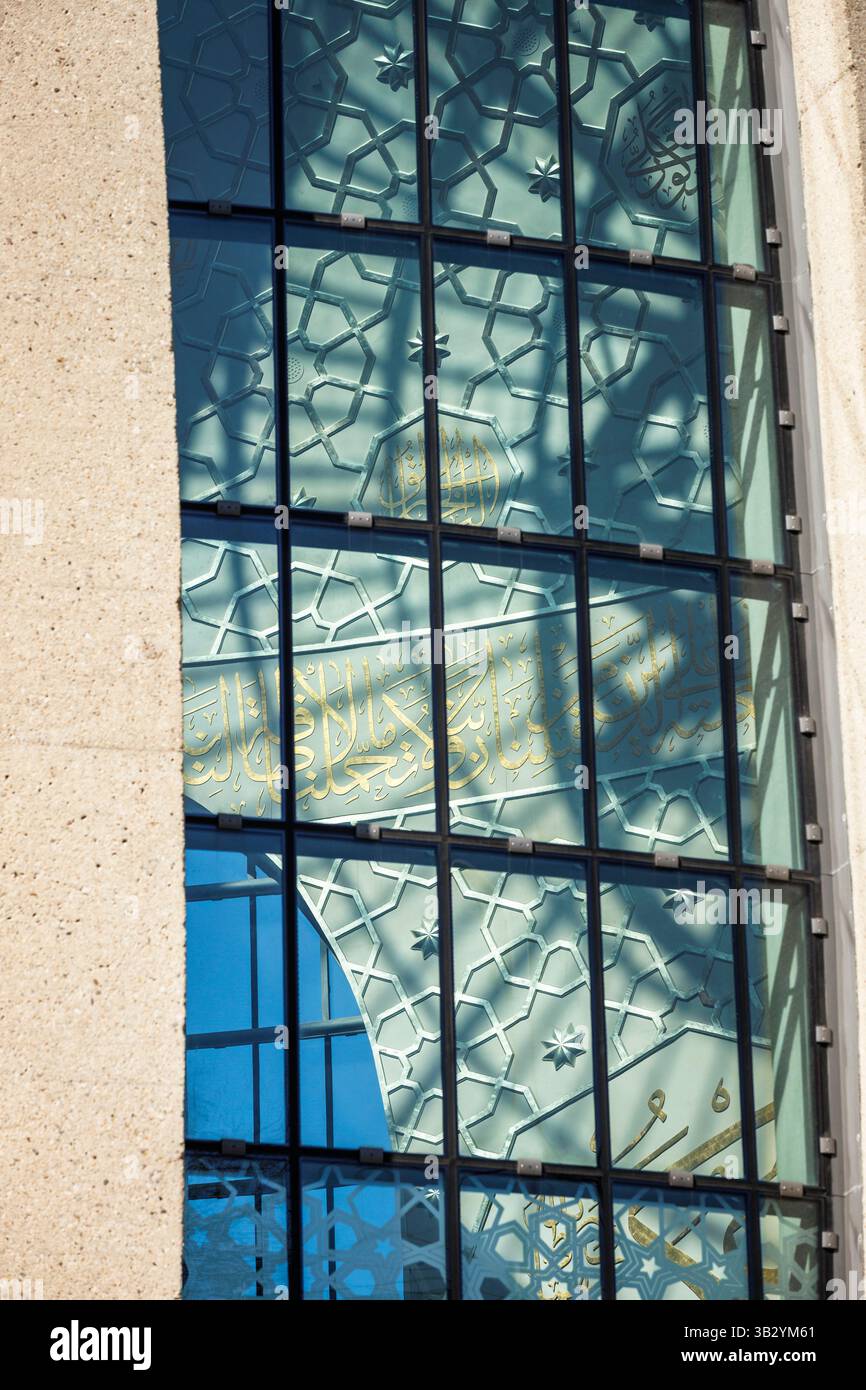 view through a window of the DITIB mosque of the Turkish-Islamic Union ...