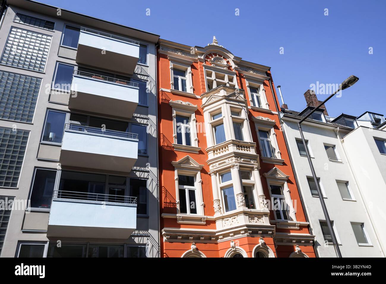 post-war buildings and Wilhelminian style house on Werder street ...