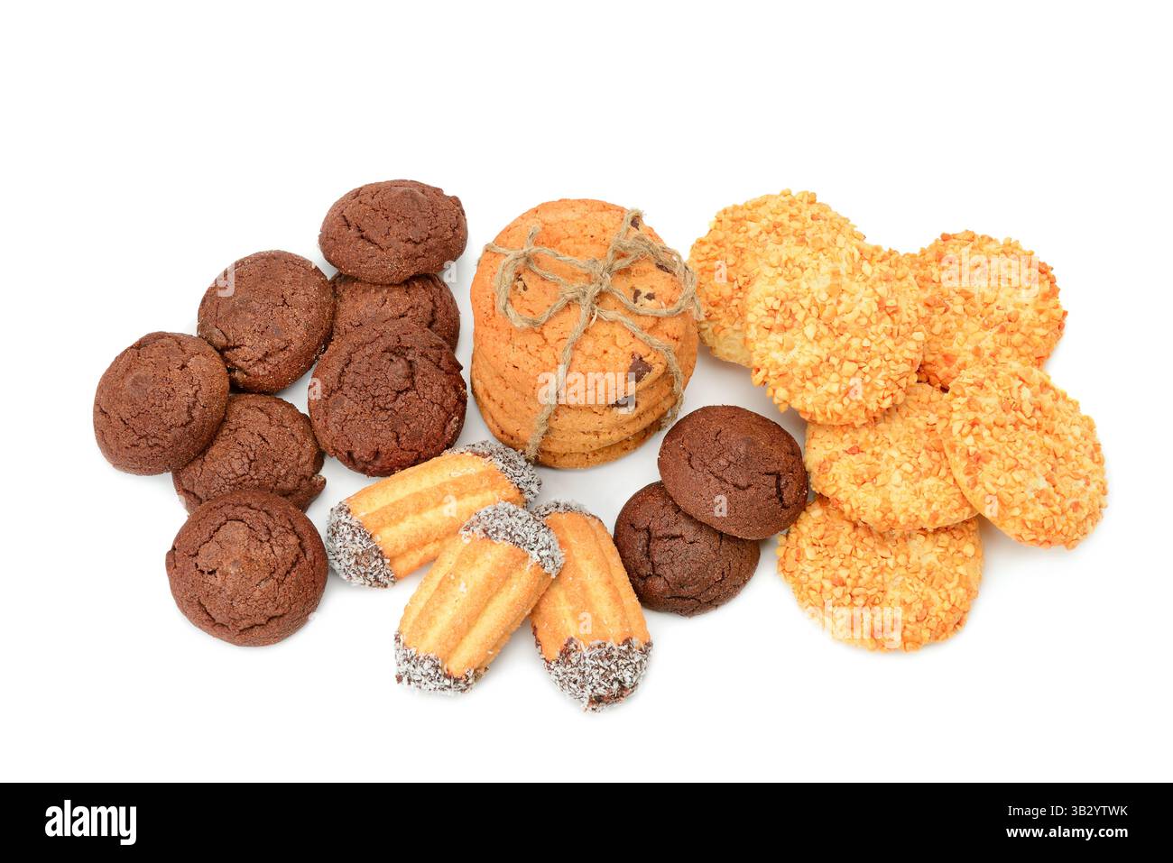 Different types of sweet cookies isolated on white background Stock ...
