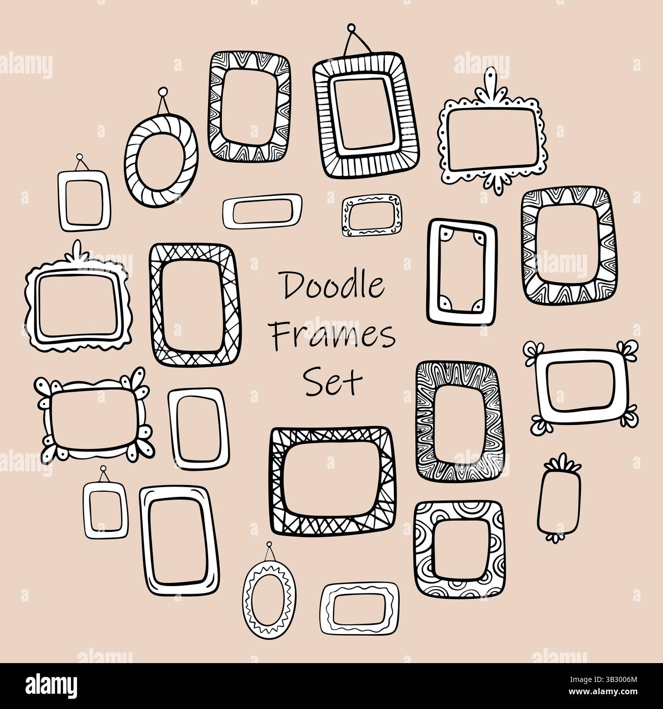 A set of different frames for pictures. Freehand drawing. Doodle. Hand ...