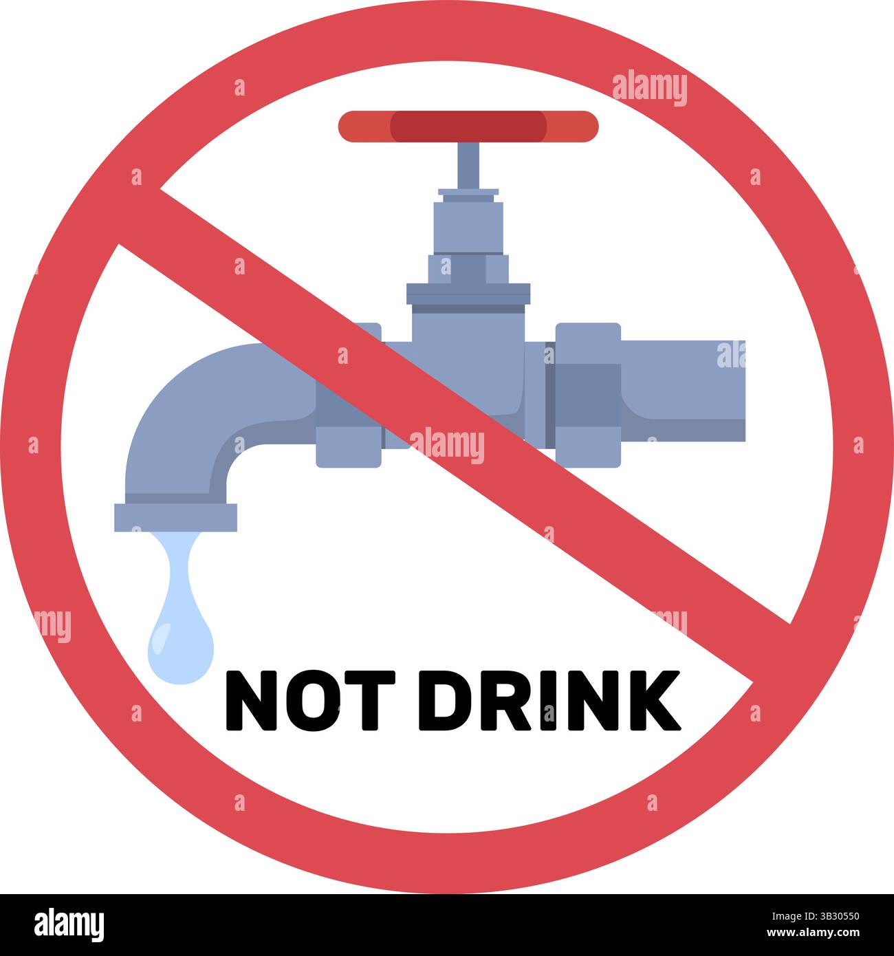 Warning sign with crossed out water faucet and words do not drink ...