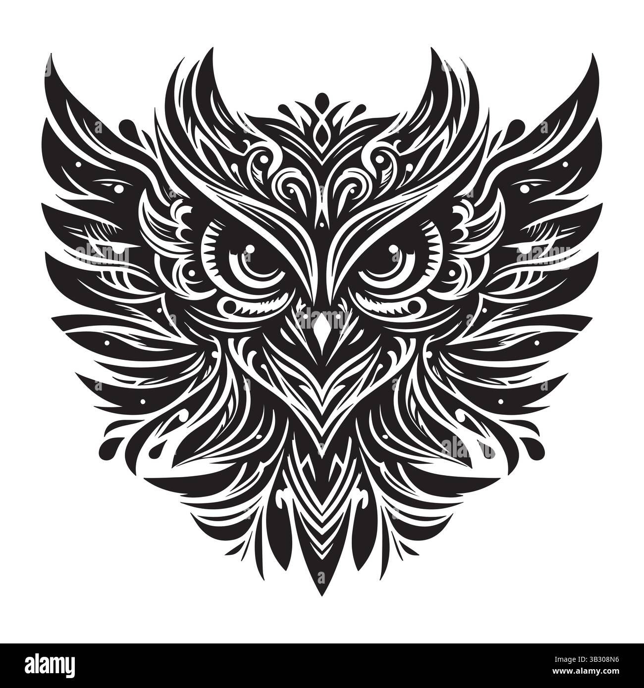 Drawing owl vintage illustration hi-res stock photography and images ...