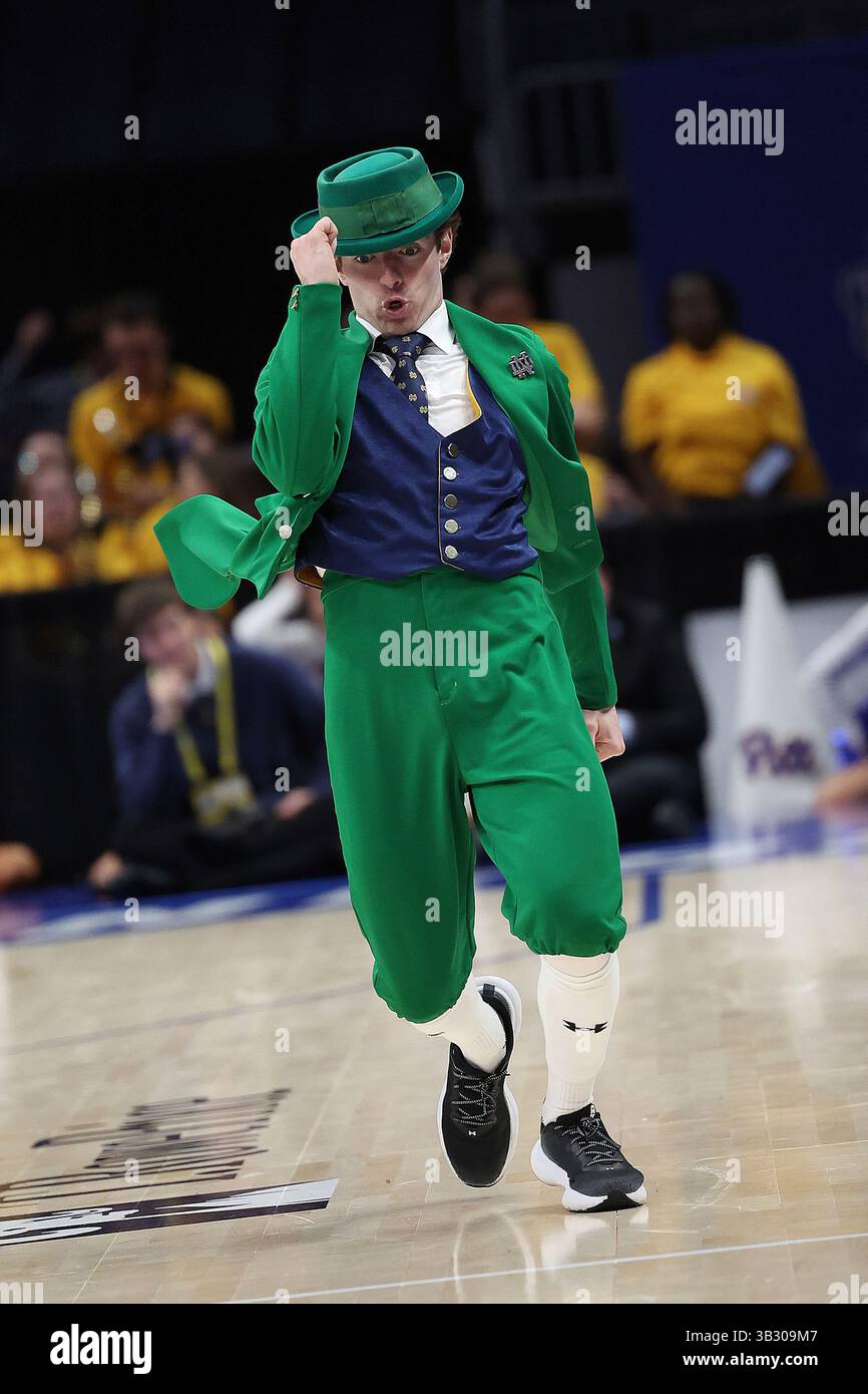 CHARLOTTE, NC - MARCH 11: Notre Dame mascot performs during the ACC Men ...