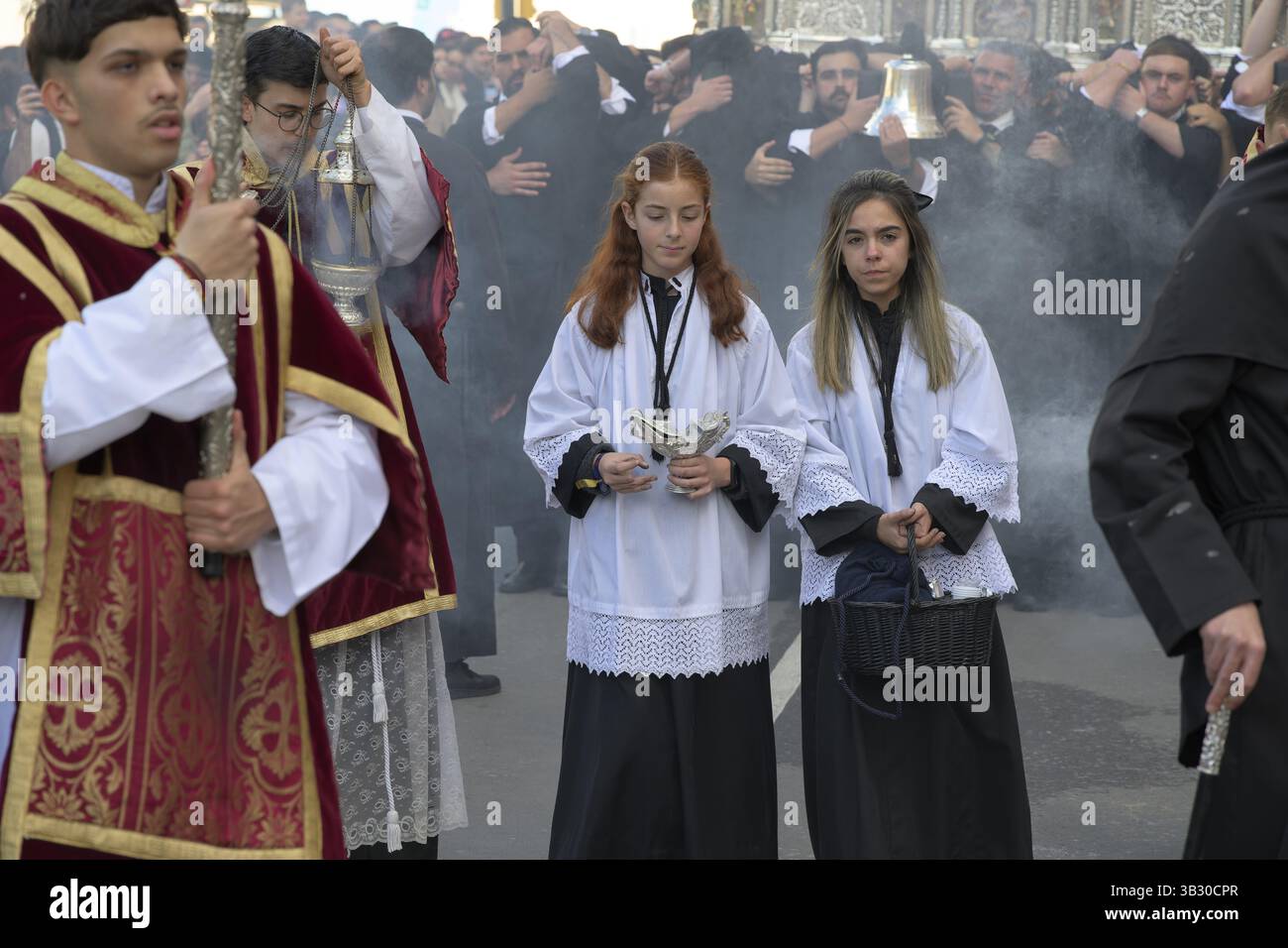 Good Friday procession, altar servers, Malaga, Spain, Europe Stock ...