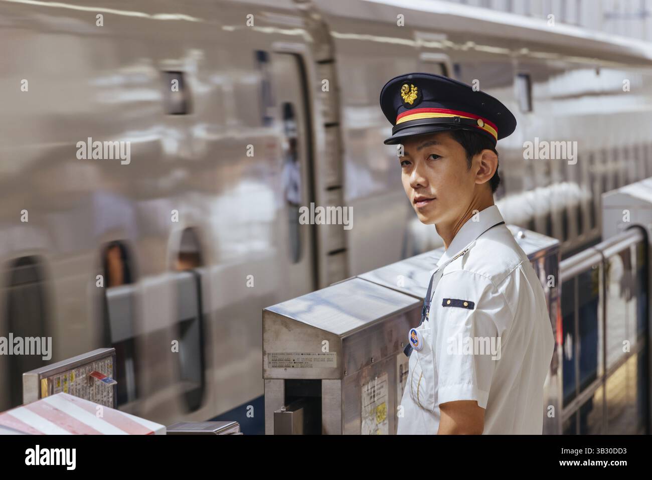 KYOTO, JAPAN - SEPTEMBER 24, 2024: Kyoto train station staff during ...