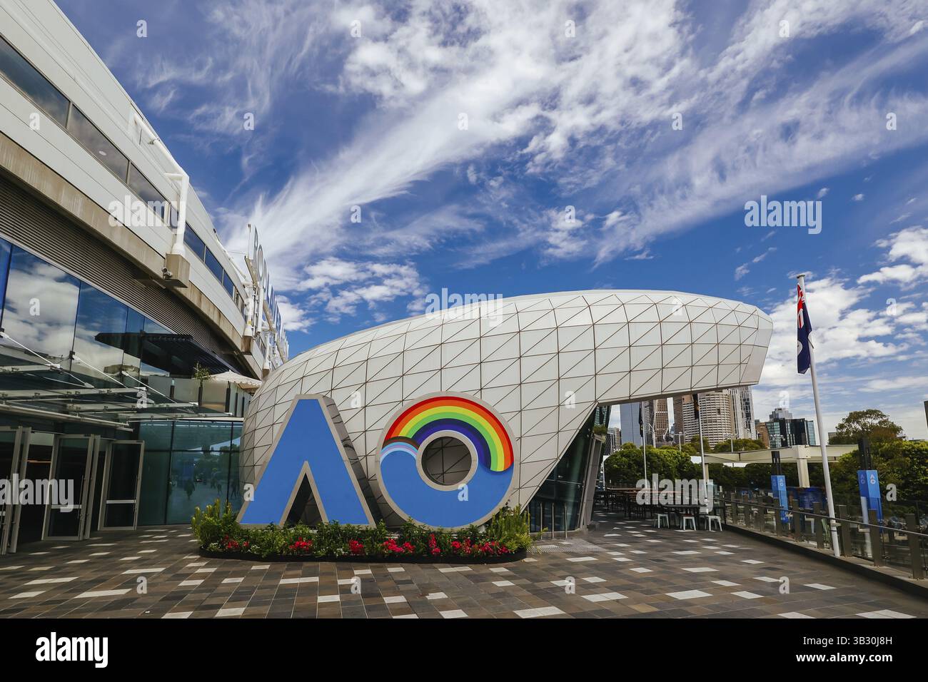 MELBOURNE, AUSTRALIA - JANUARY 10: Australian Open signage atmosphere ...