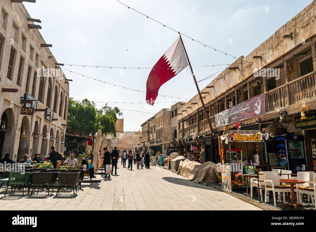 Doha, Qatar, January 31th 2025: Souq Waqif area in Doha Qatar, one of ...