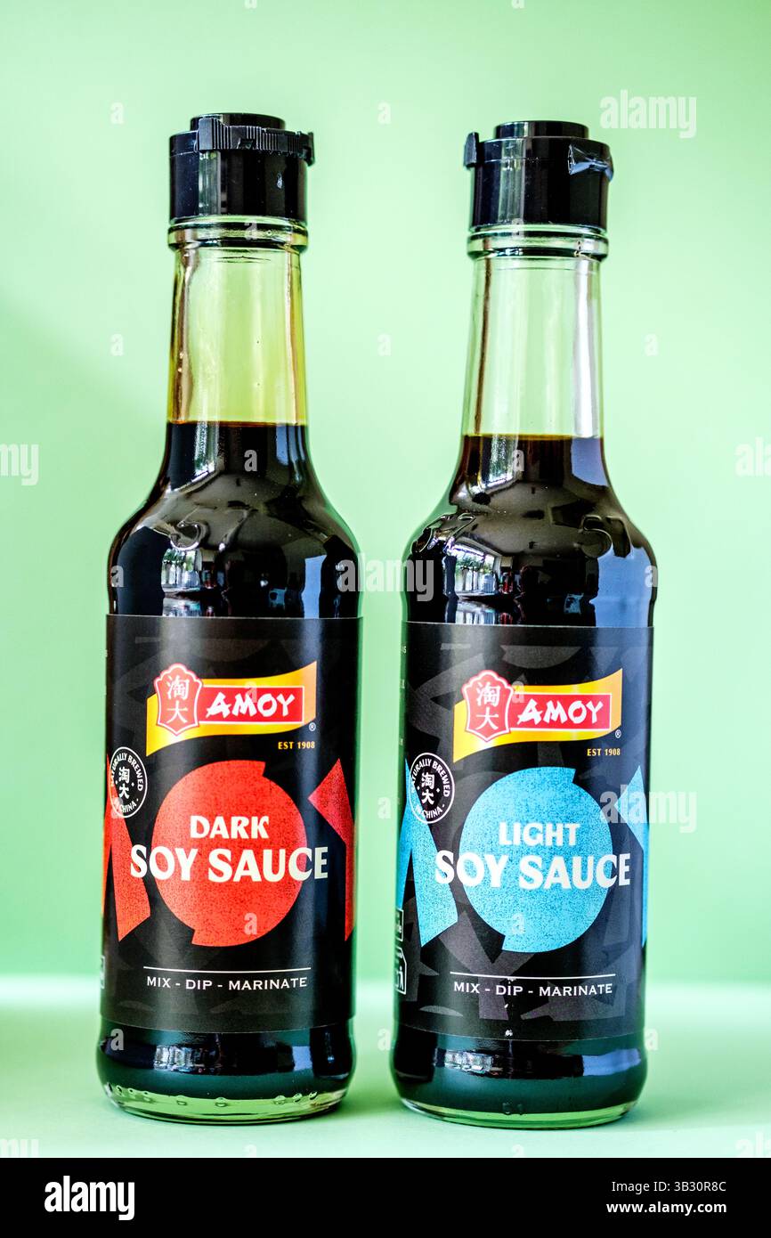 London UK, April 28 2025, Bottle of Amoy Dipping or Marinade Soy Sauce ...