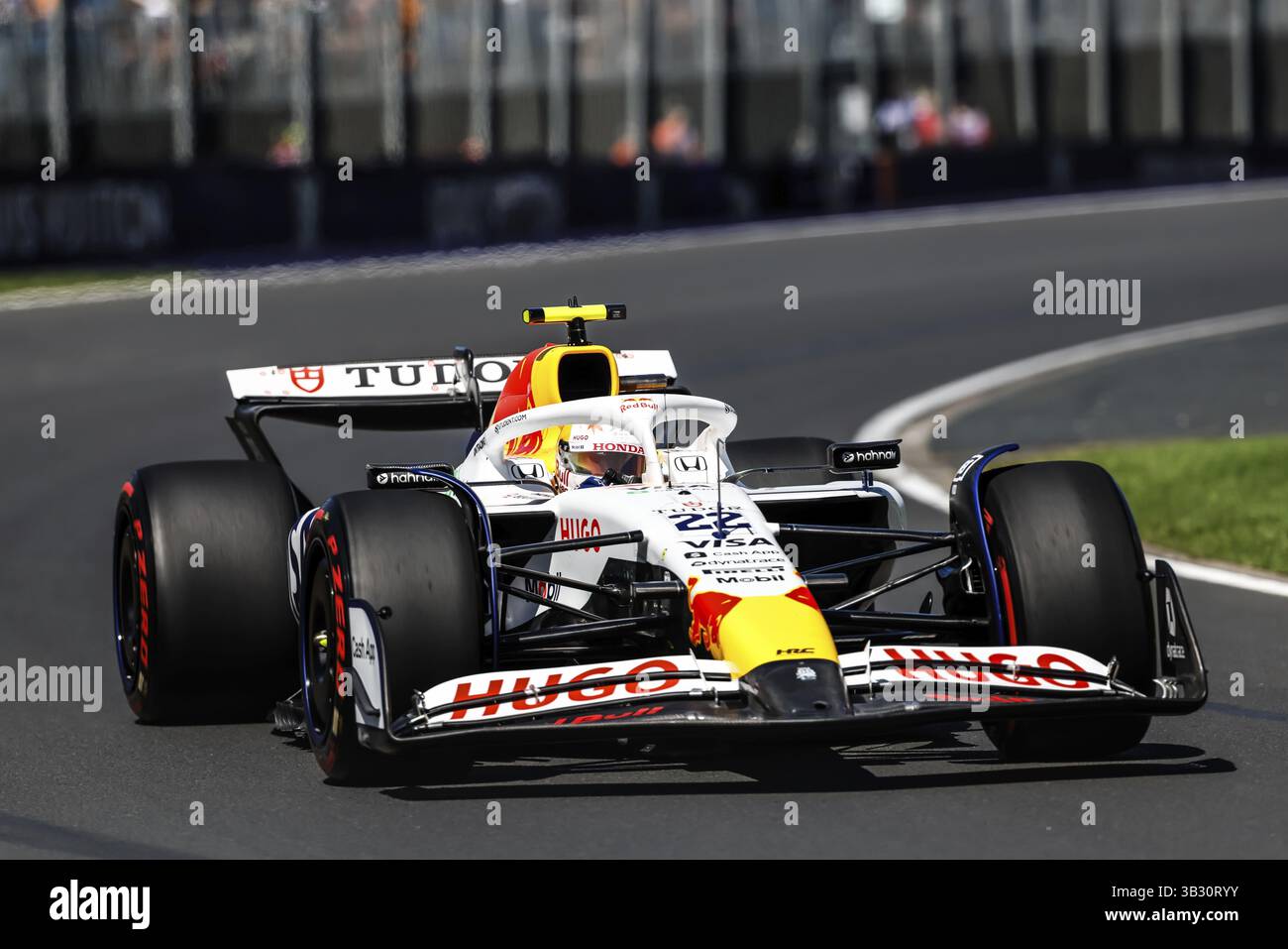 MELBOURNE, AUSTRALIA - MARCH 14: Yuki Tsunoda of Japan drives the Visa Cash App Racing Bulls F1 ...