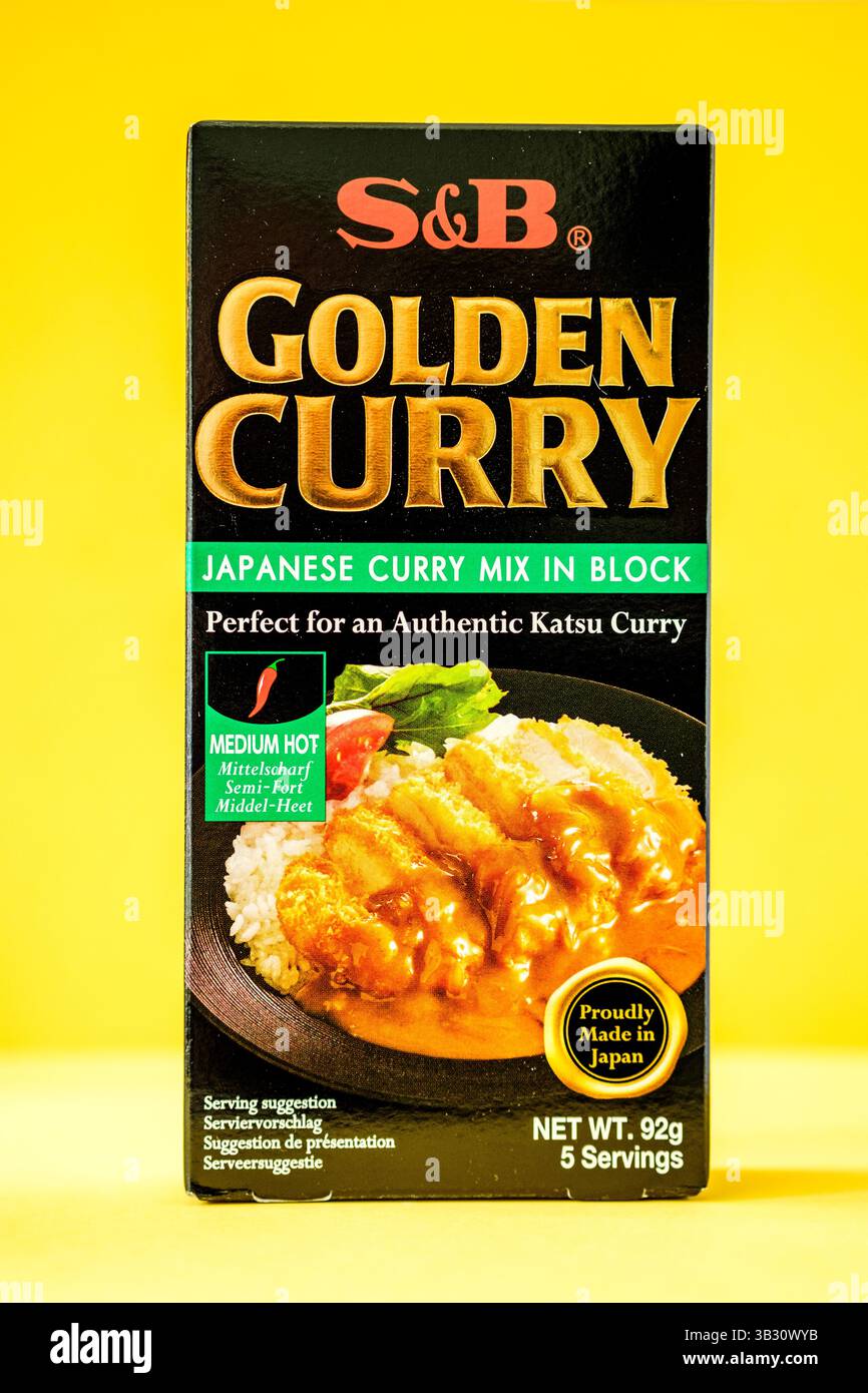 London UK, April 28 2025, Pack of S and B Medium Hot Authentic Japanese ...