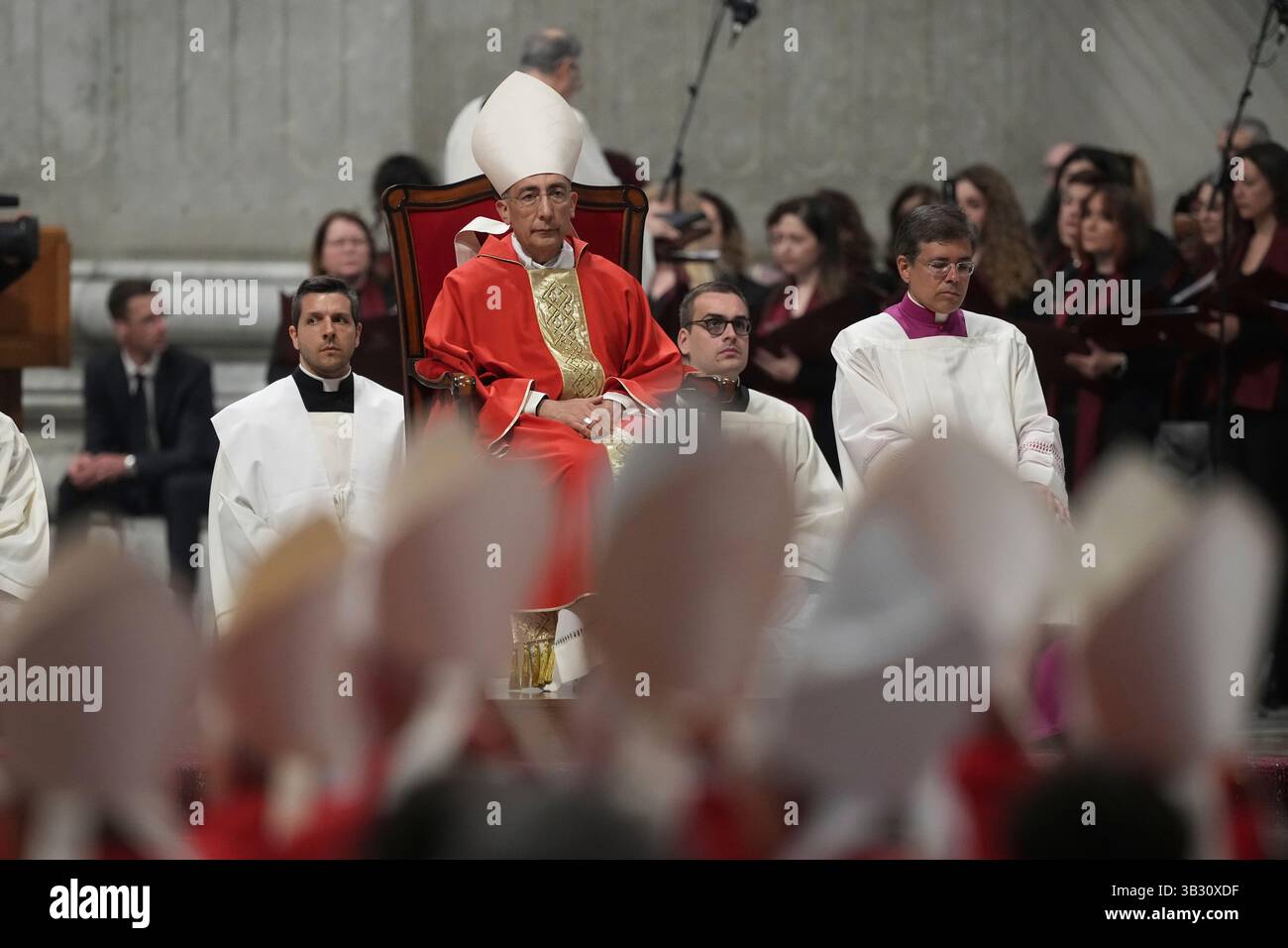 Cardinal Baldassare Reina celebrates a mass on the third of nine days ...