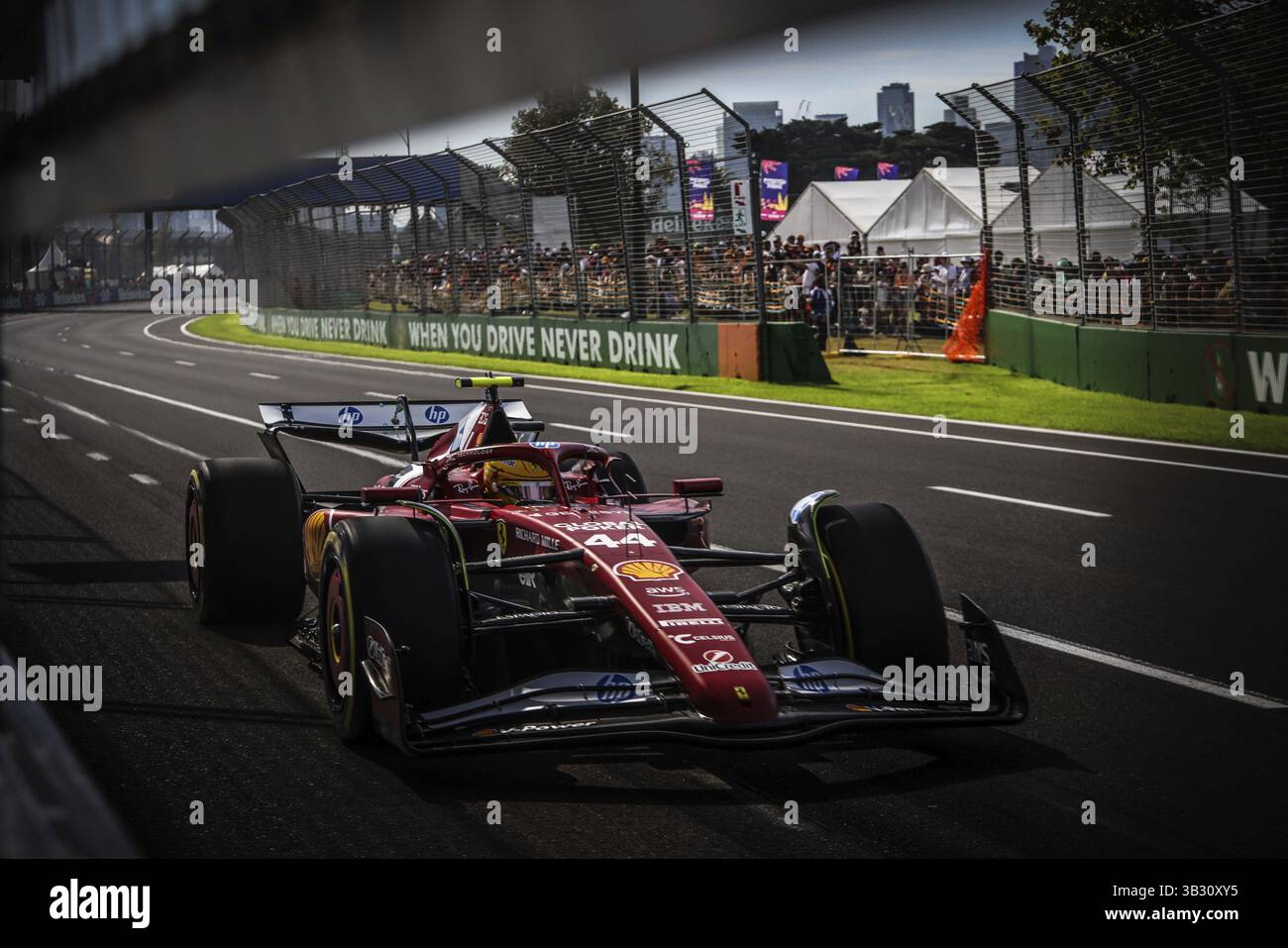MELBOURNE, AUSTRALIA - MARCH 14: Lewis Hamilton of Great Britain drives ...