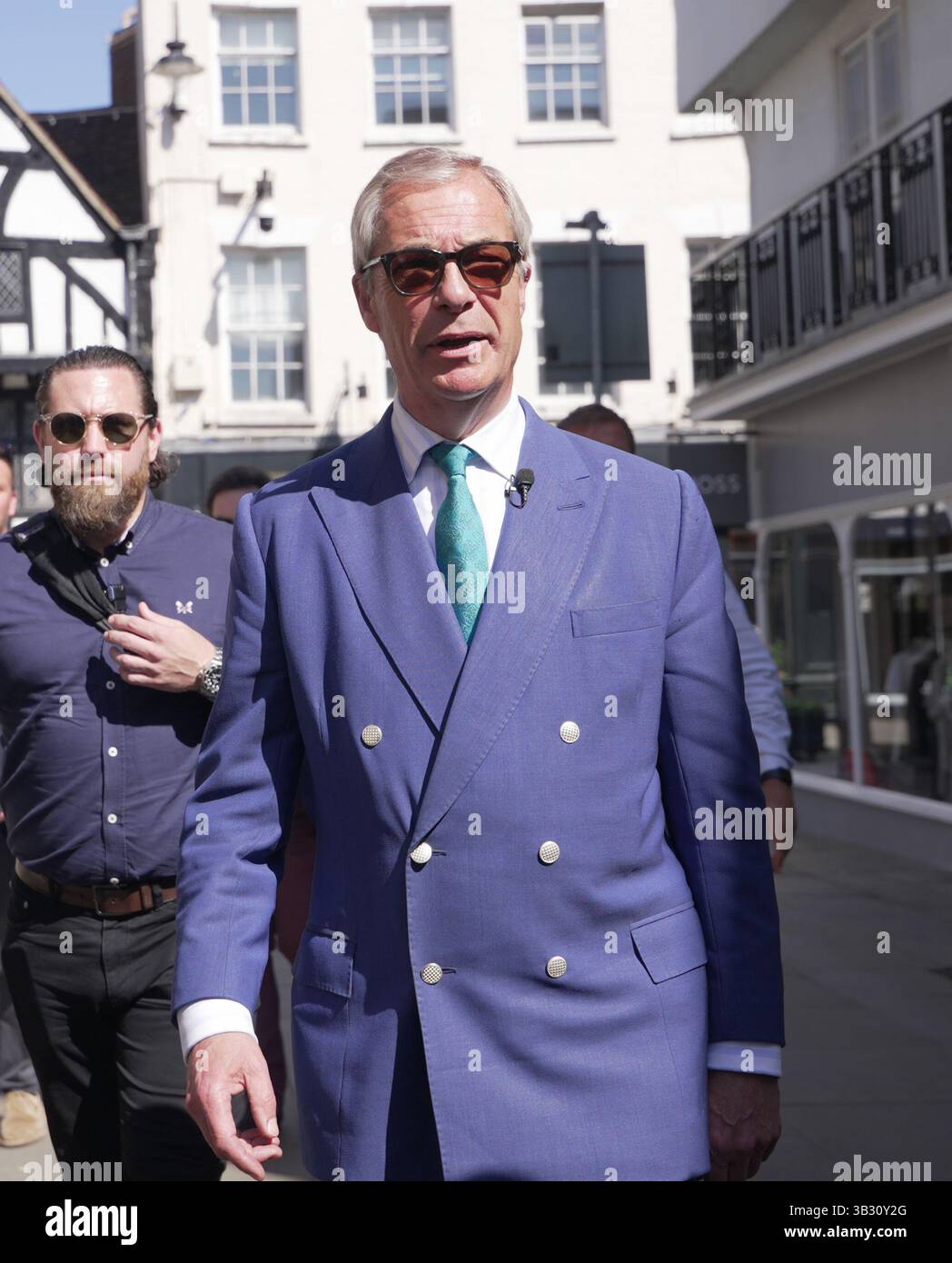 Reform UK leader Nigel Farage on a walkabout in Salisbury, whilst ...