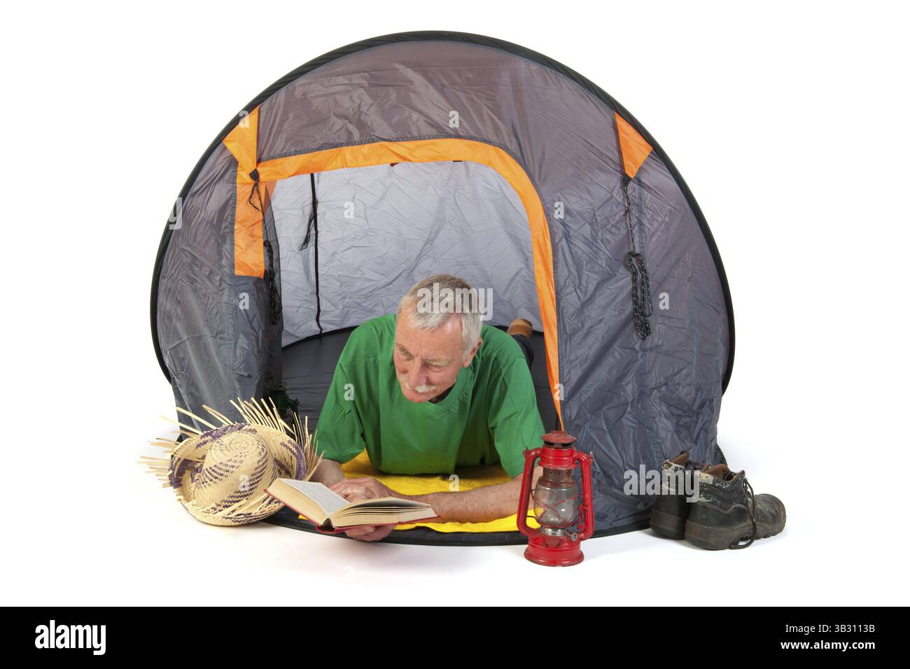 Man on camping trip Cut Out Stock Images & Pictures - Alamy