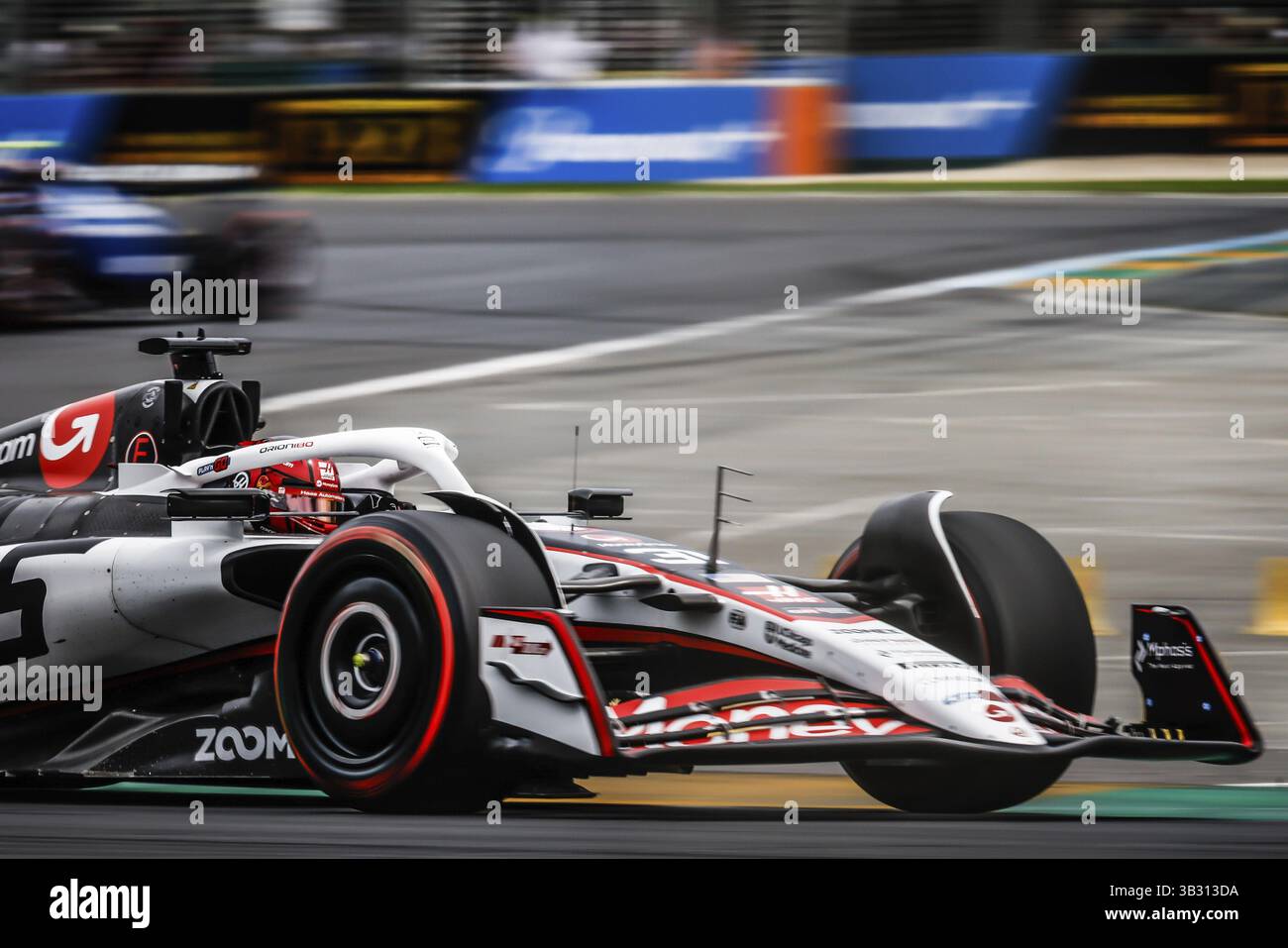 Esteban Ocon of France drives the MoneyGram Haas F1 Team VF-25 during third practice in the 2025 ...