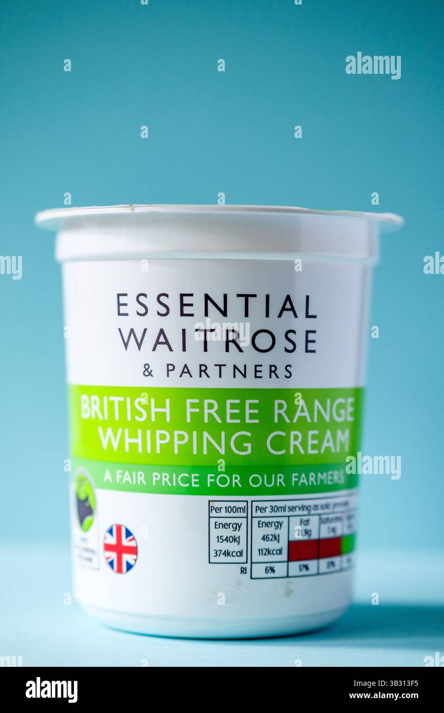 London UK, April 28 2025, Pot of Essential Waitrose British Free Range ...