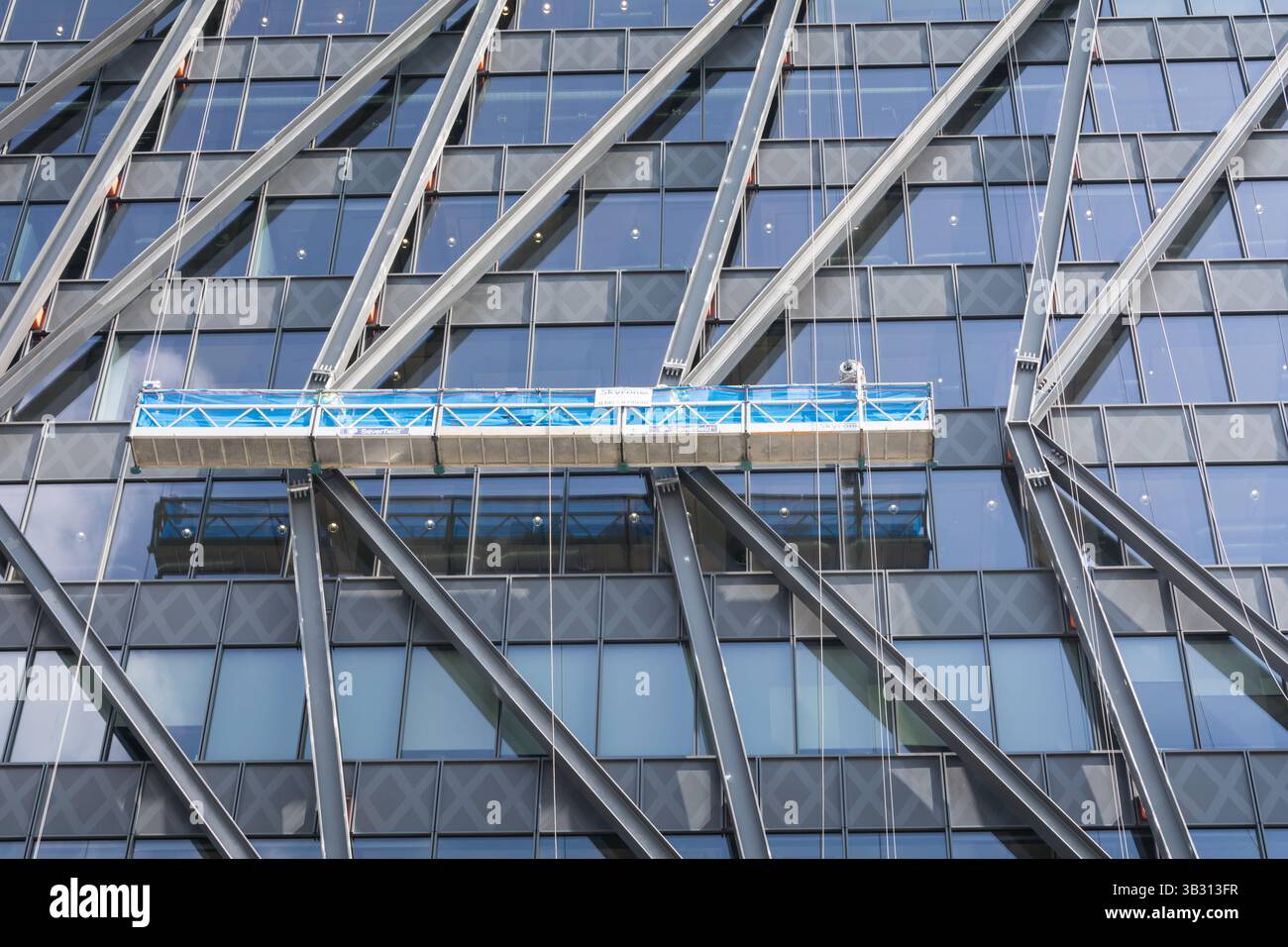 High-rise window cleaning platform outside Fletcher Priest’s Brunel ...