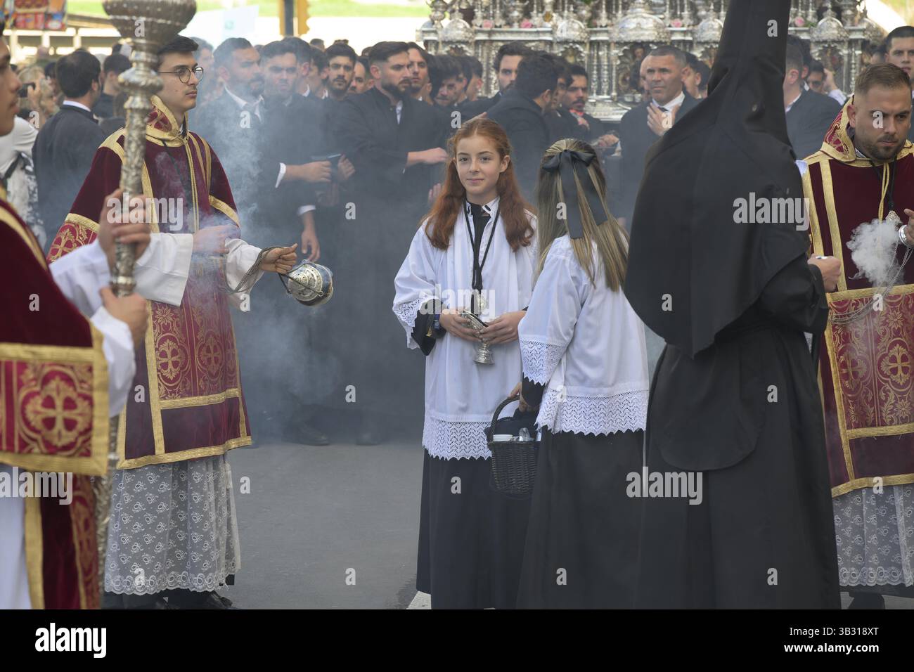 Good Friday procession, altar servers with censer, Malaga, Spain ...