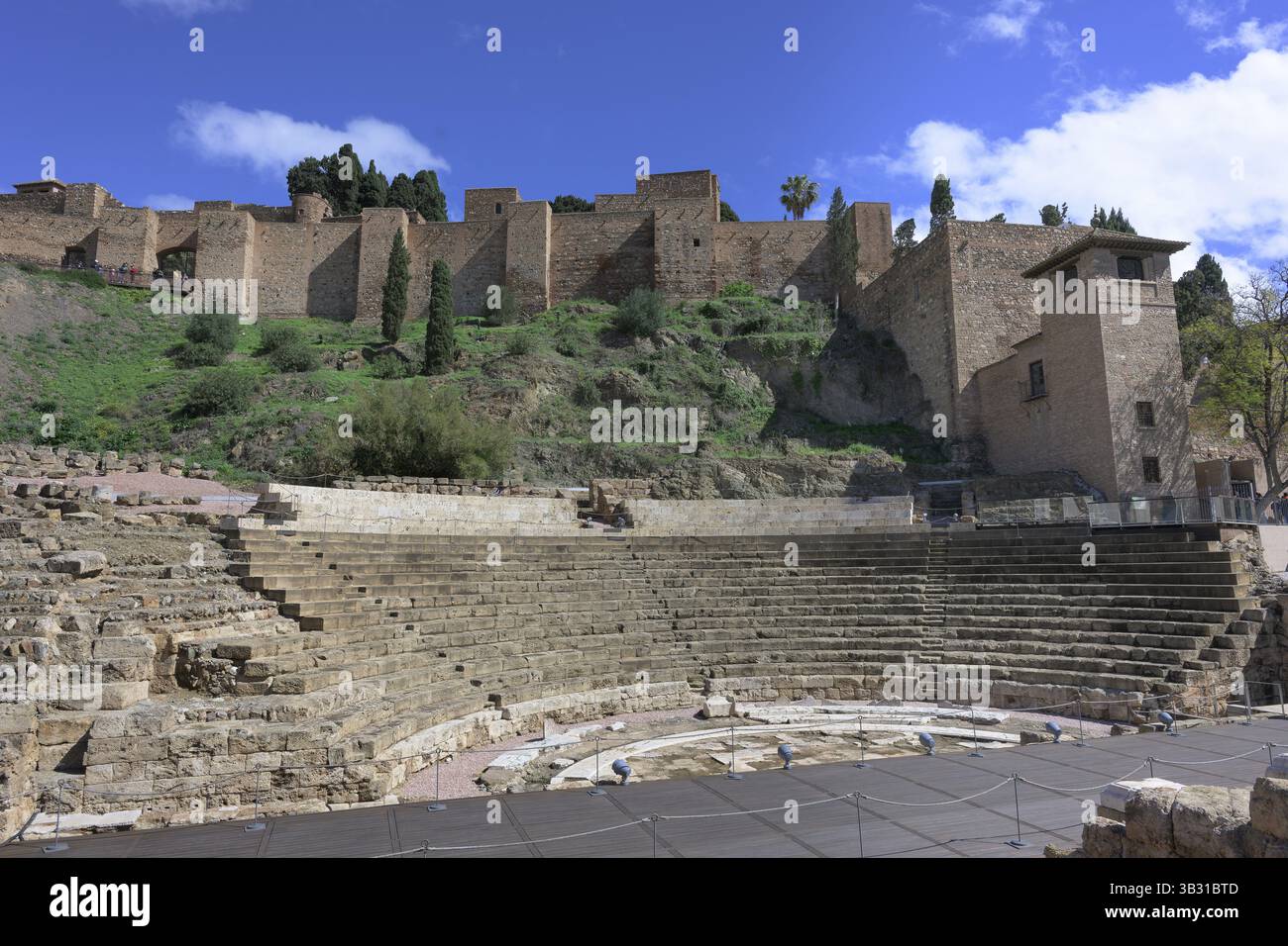 View of the Alcazaba and Roman amphitheatre, Malaga, Spain, Europe ...