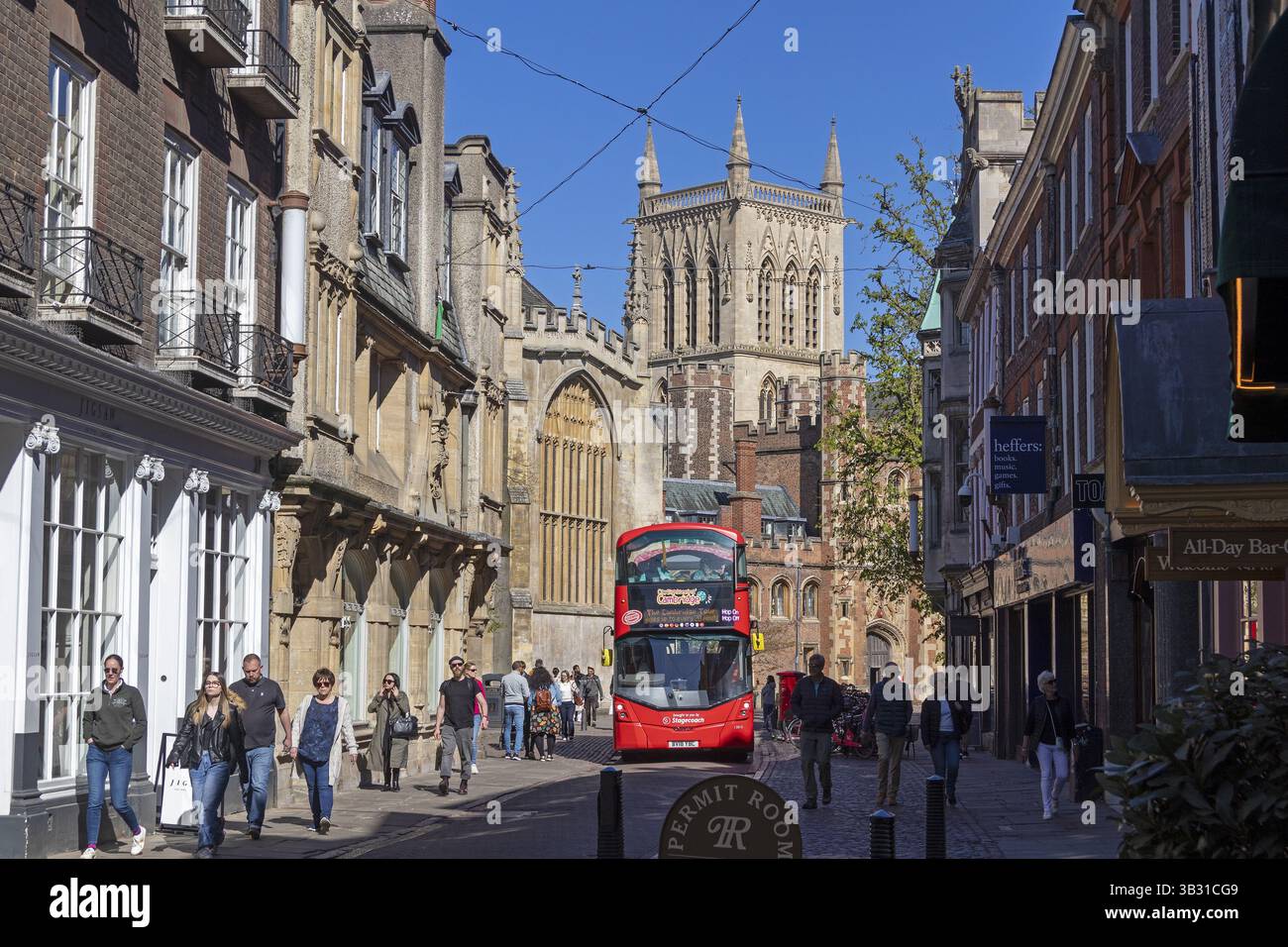 Trinity Street, St John's College, double-decker bus, Cambridge ...
