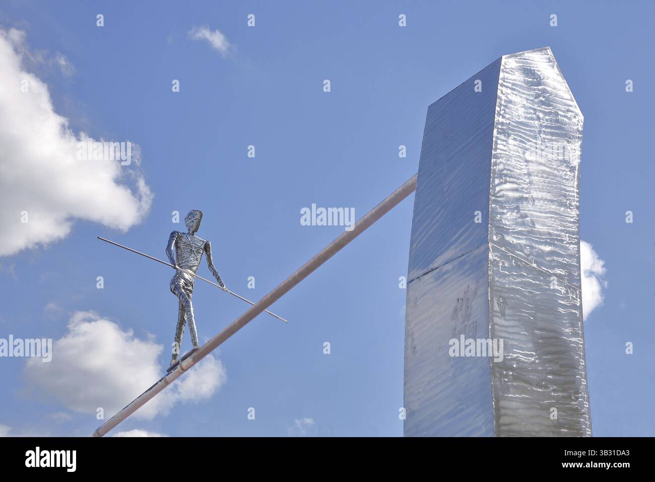 Sculpture Walking Man by E. R. Nele 2001, modern art, tightrope walker ...