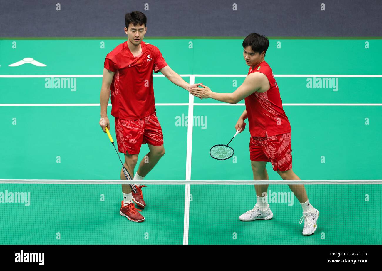 Xiamen, China's Fujian Province. 28th Apr, 2025. Liang Weikeng (R)/Wang ...