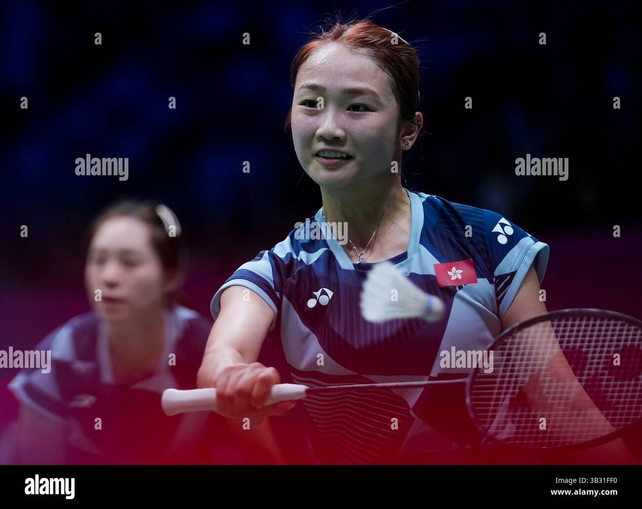 (250428) -- XIAMEN, April 28, 2025 (Xinhua) -- Lui Lok Lok (R)/Tsang ...