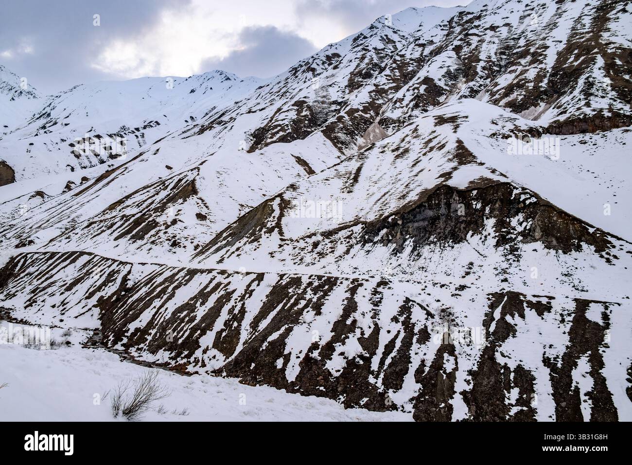 Mountain pass on the Georgian Military Road, major route through the ...