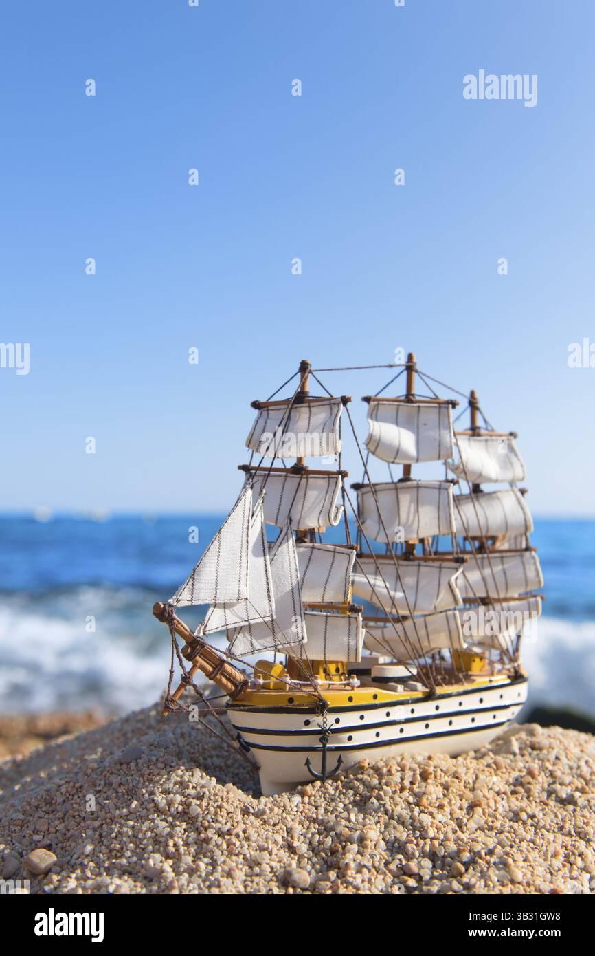 Old tall sail ship at the beach Stock Photo - Alamy