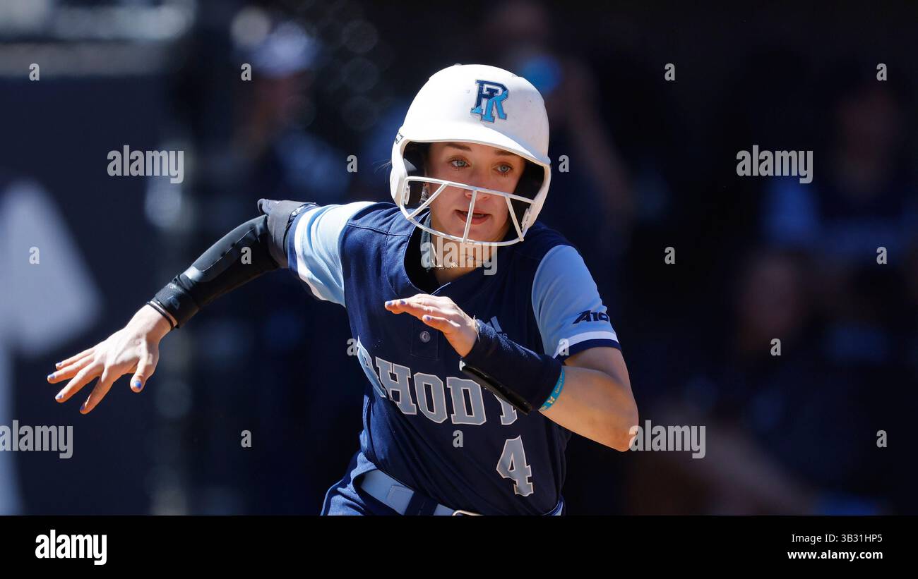 Rhode Island infielder Casey Miller (4) during an NCAA softball game ...