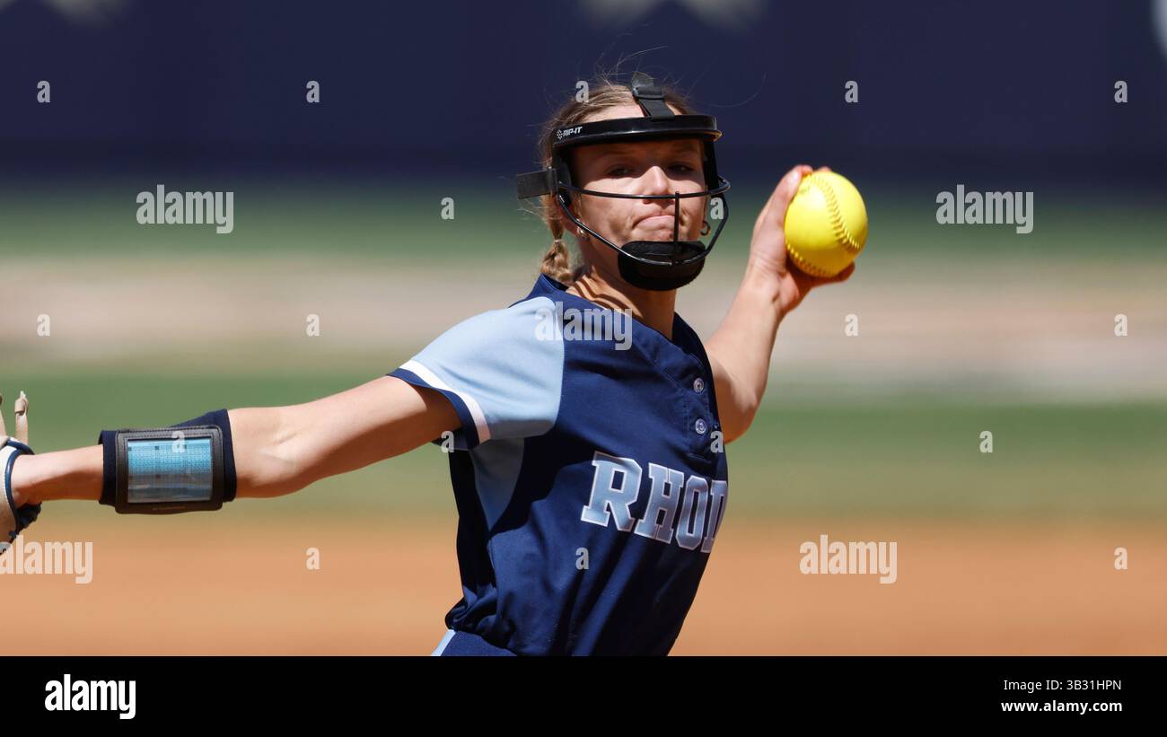 Rhode Island pitcher Brooke Gerry (3) during an NCAA softball game ...