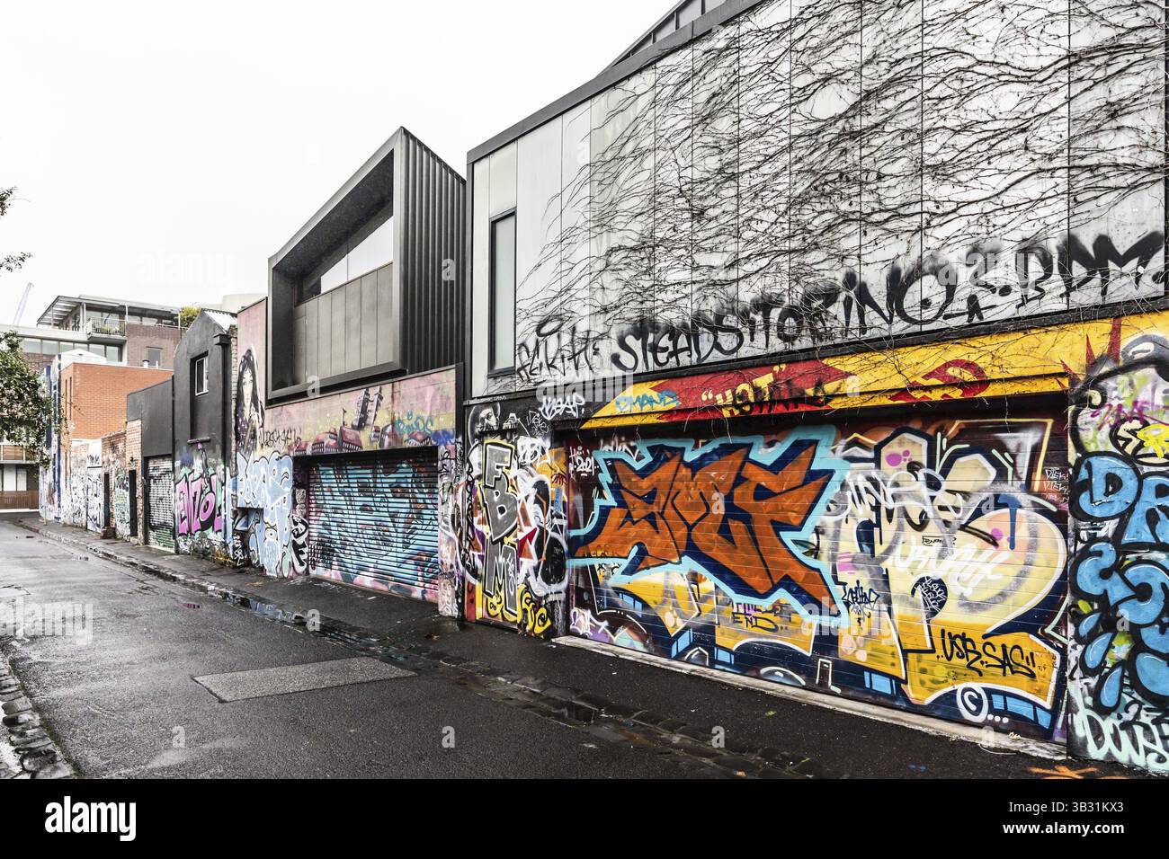 MELBOURNE, AUSTRALIA - JULY 29, 2024: Laneway grafitti around the ...