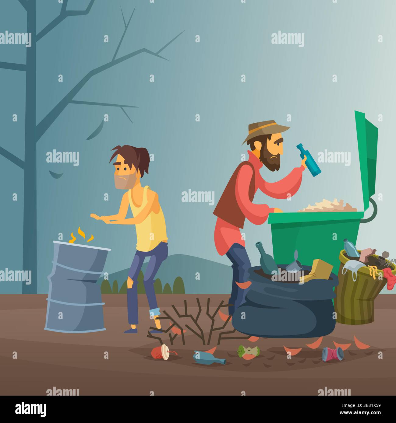 Dump. hungry homeless people find eating products in the garbage Stock ...