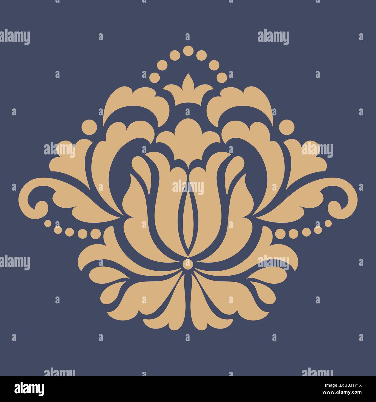 Vector damask stencil element. Floral baroque ornament pattern design ...