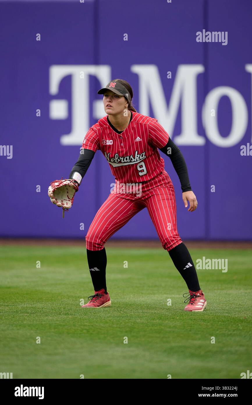 Nebraska Cornhuskers outfielder Hannah Camenzind (9) fielding during an ...