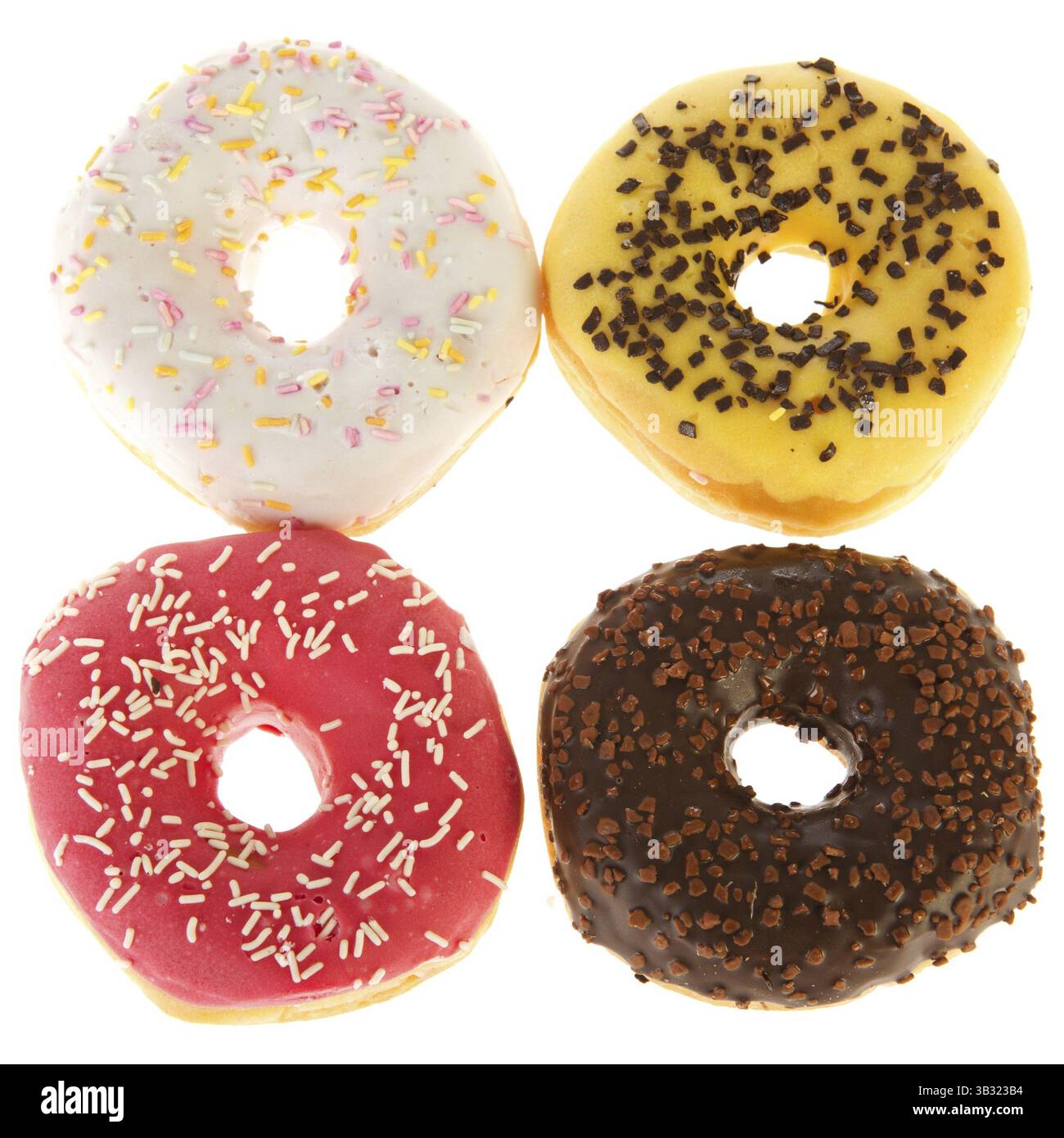 Four assorted fresh donuts in different tastes Stock Photo - Alamy