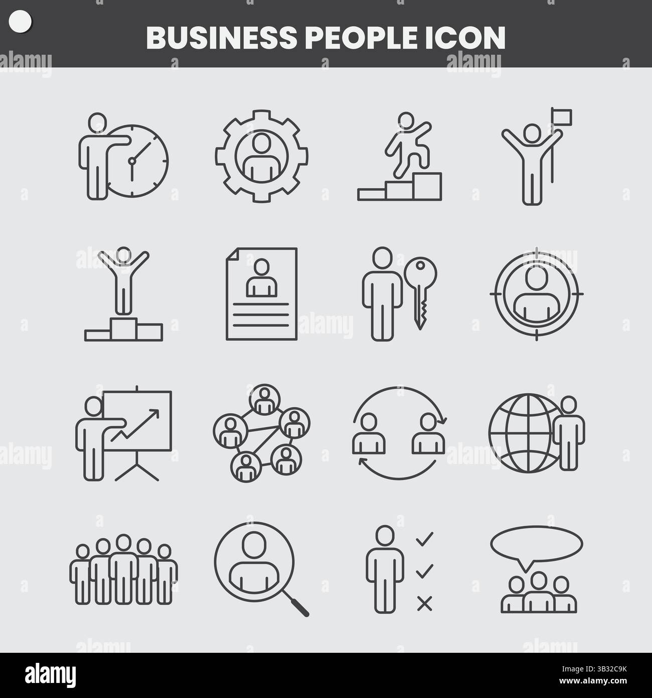 Minimalist Business Icon Set: Human Resources, Teamwork, Career Growth ...