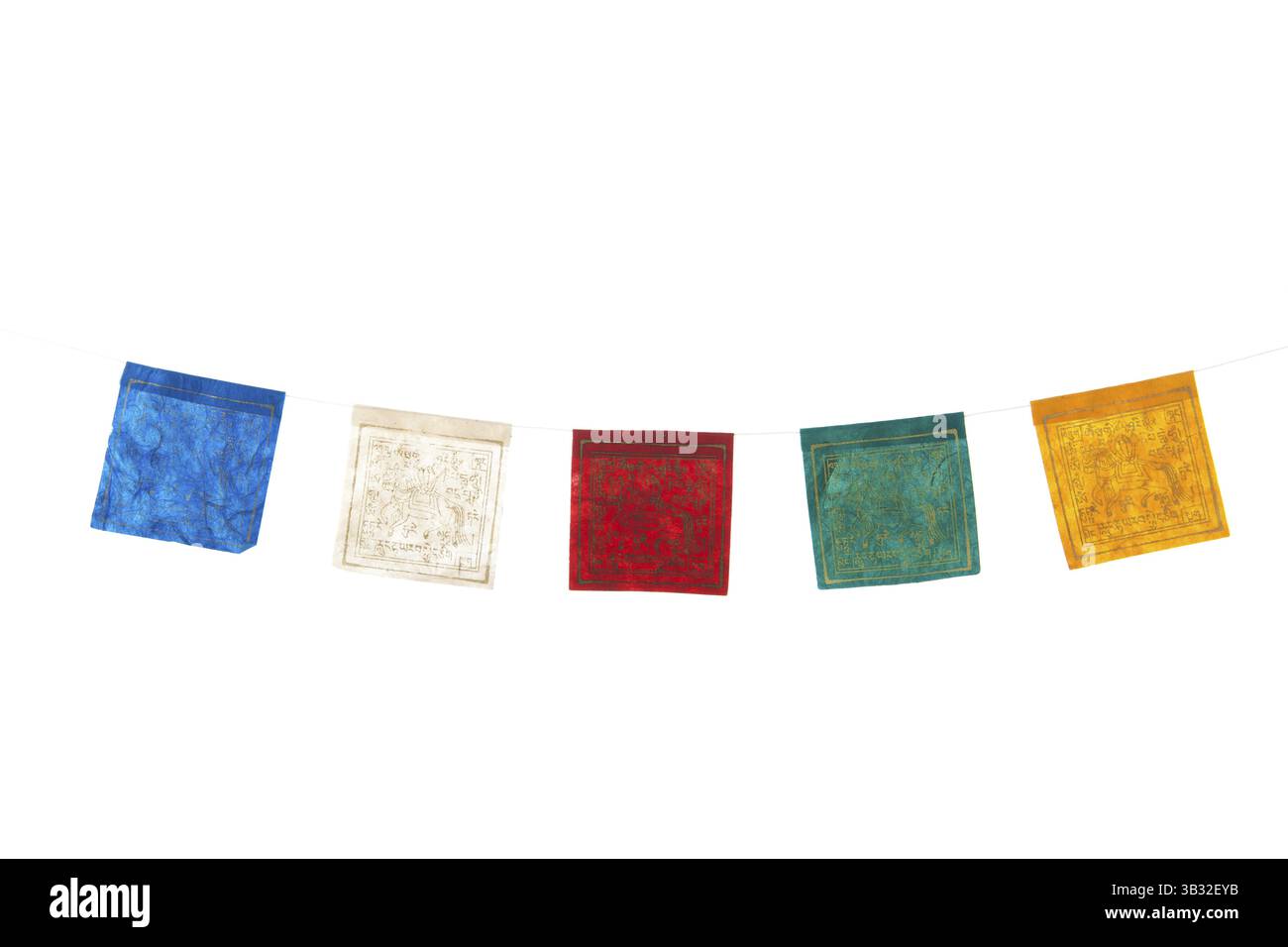 Colorful buddhism flags isolated over white background Stock Photo - Alamy