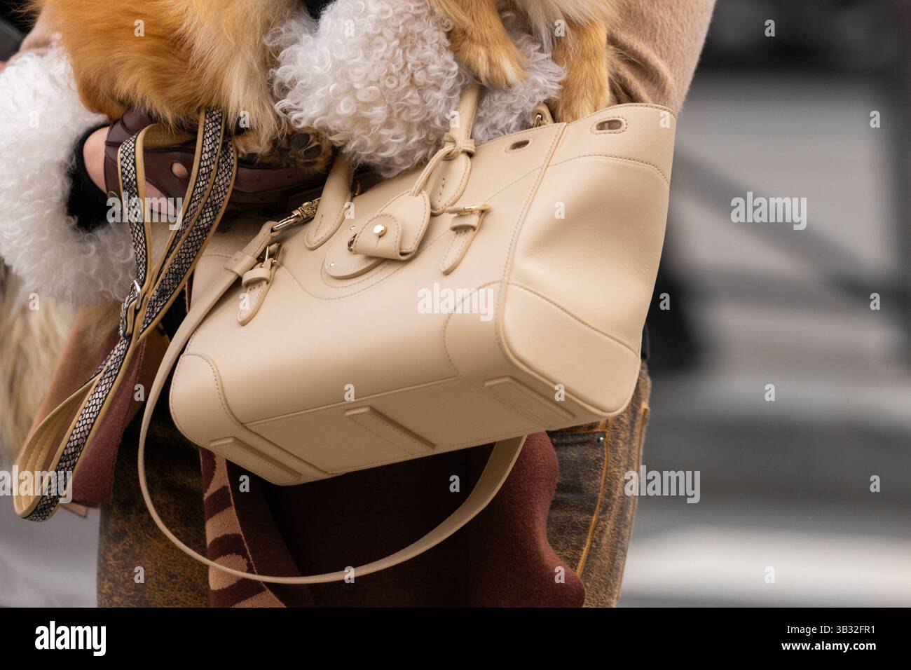 Paris, France - March 11, 2025: Cream leather Ralph Lauren ricky 27 ...