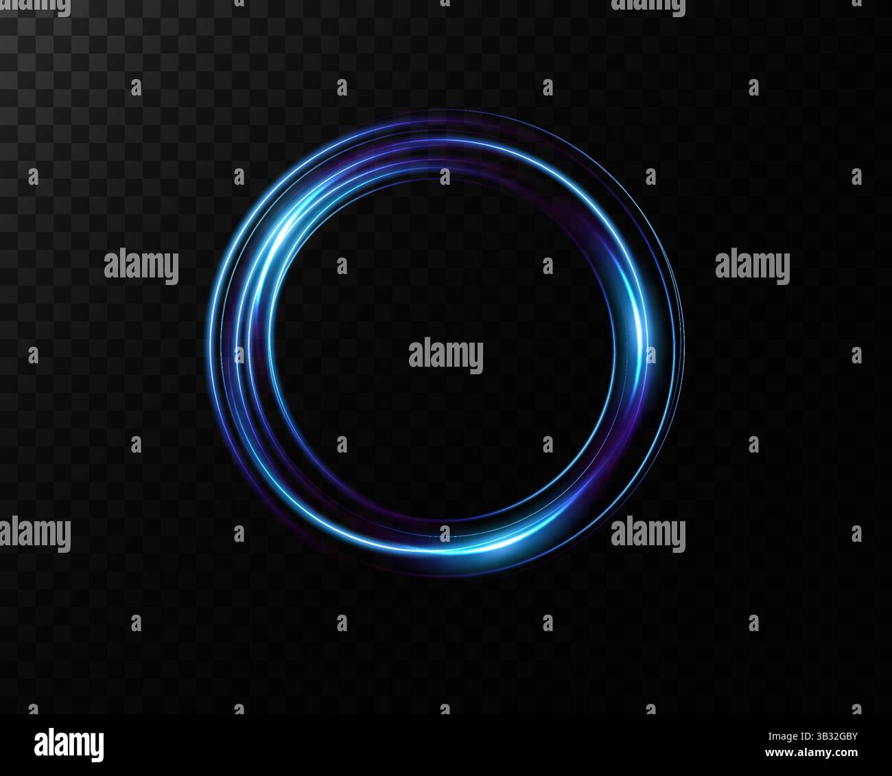 A vibrant and striking blue circular light design that showcases a ...