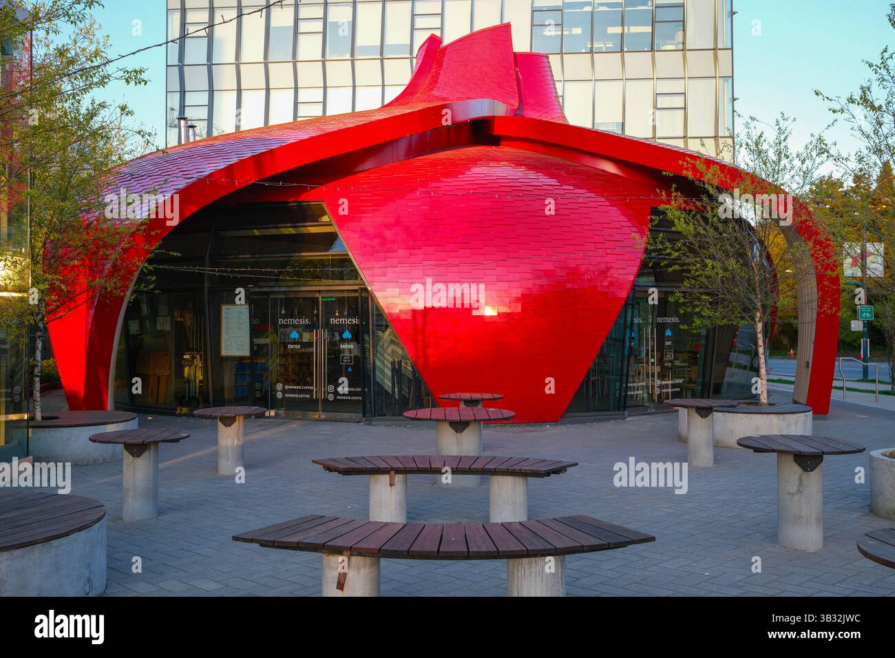 The unique architecture of the Nemesis Coffee cafe in False Creek Flats ...