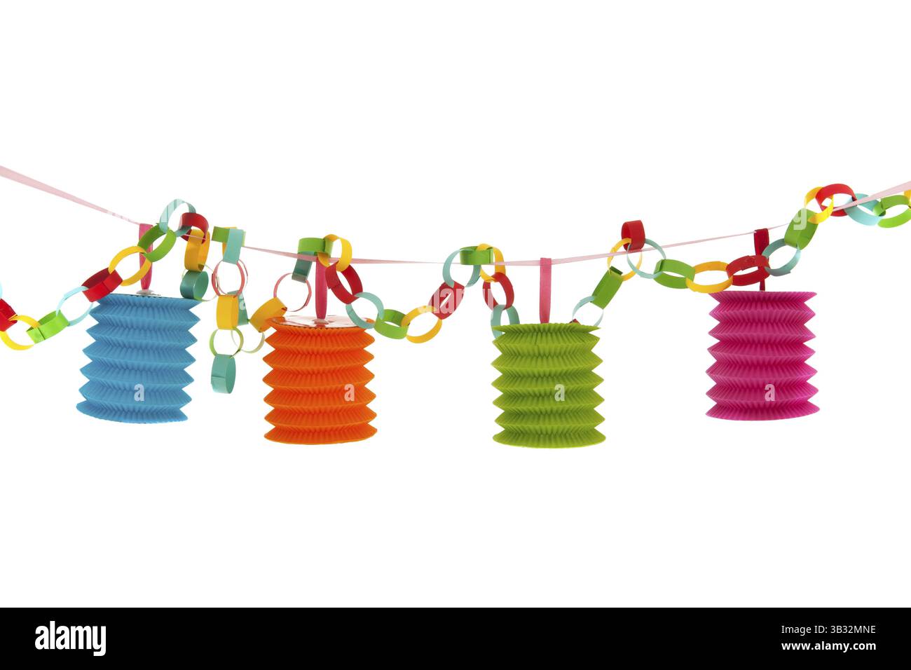 Colorful festive paper chain with Chinese lanterns Stock Photo - Alamy