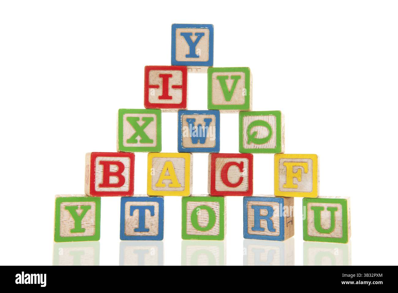 Colorful educational wooden toy blocks with alphabet Stock Photo - Alamy