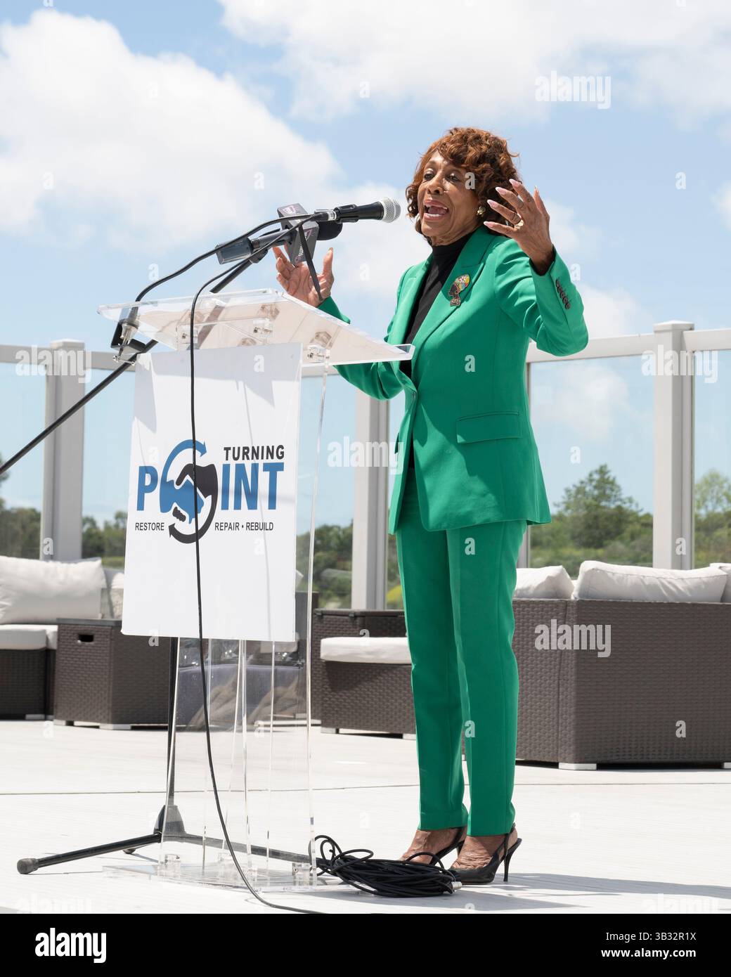 April 27, 2025, Los Angeles, California, USA: Maxine Waters speaks at ...
