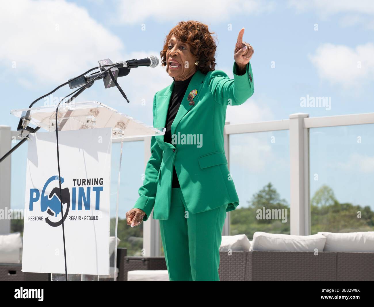 April 27, 2025, Los Angeles, California, USA: Maxine Waters speaks at ...