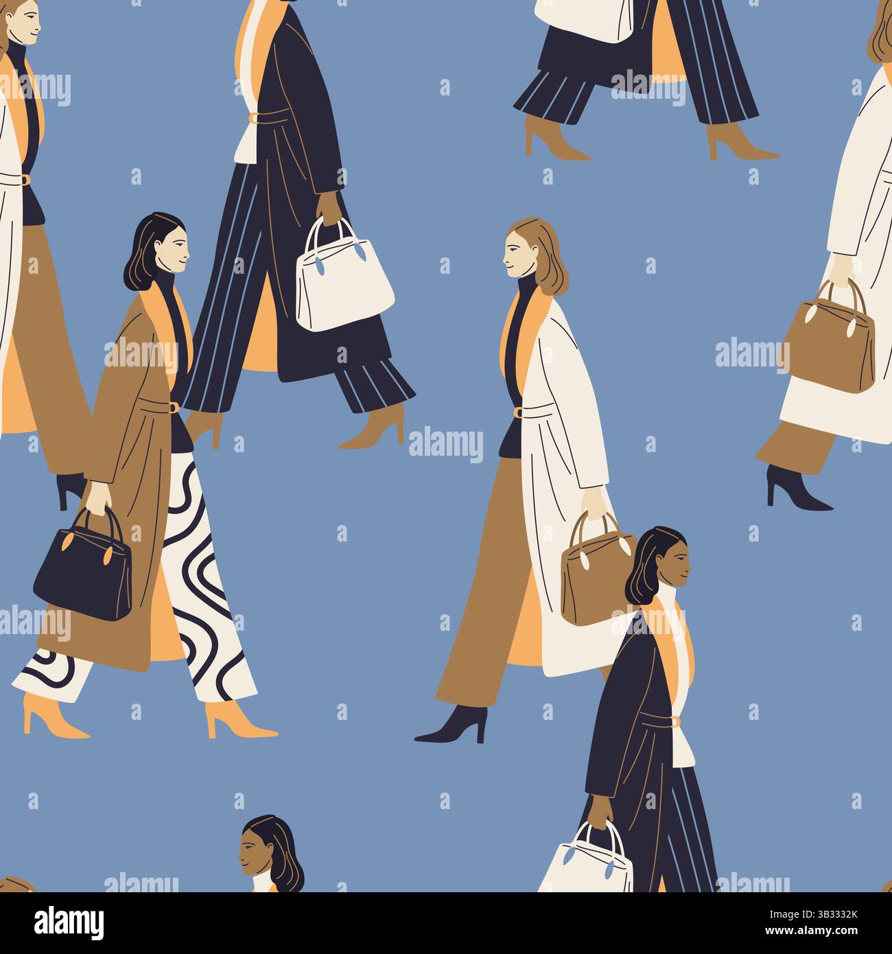 Seamless pattern with women in stylish outfits Stock Vector Image & Art ...